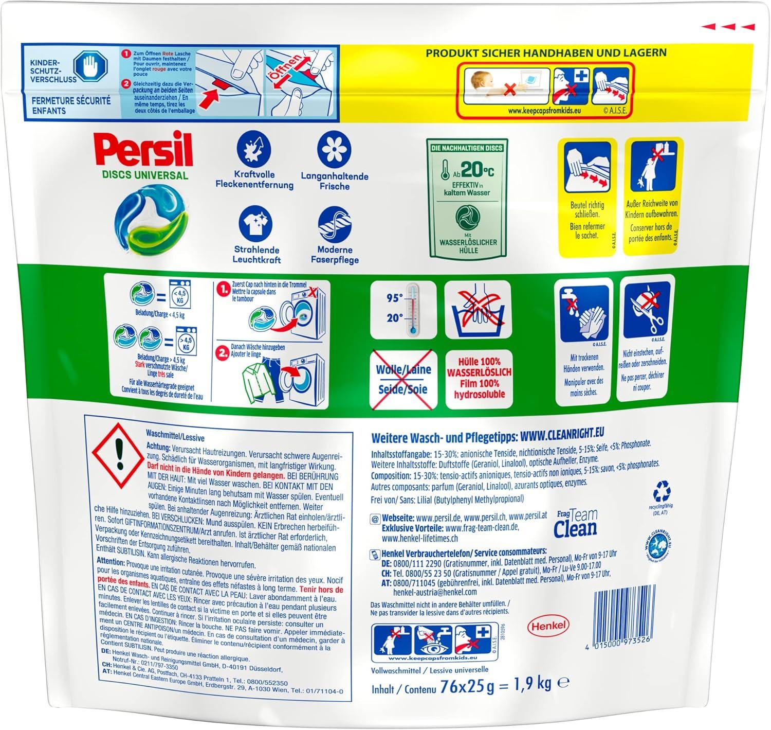 Buy Persil Universal 4in1 Discs - 152 Washes Stain Removal 92% ...