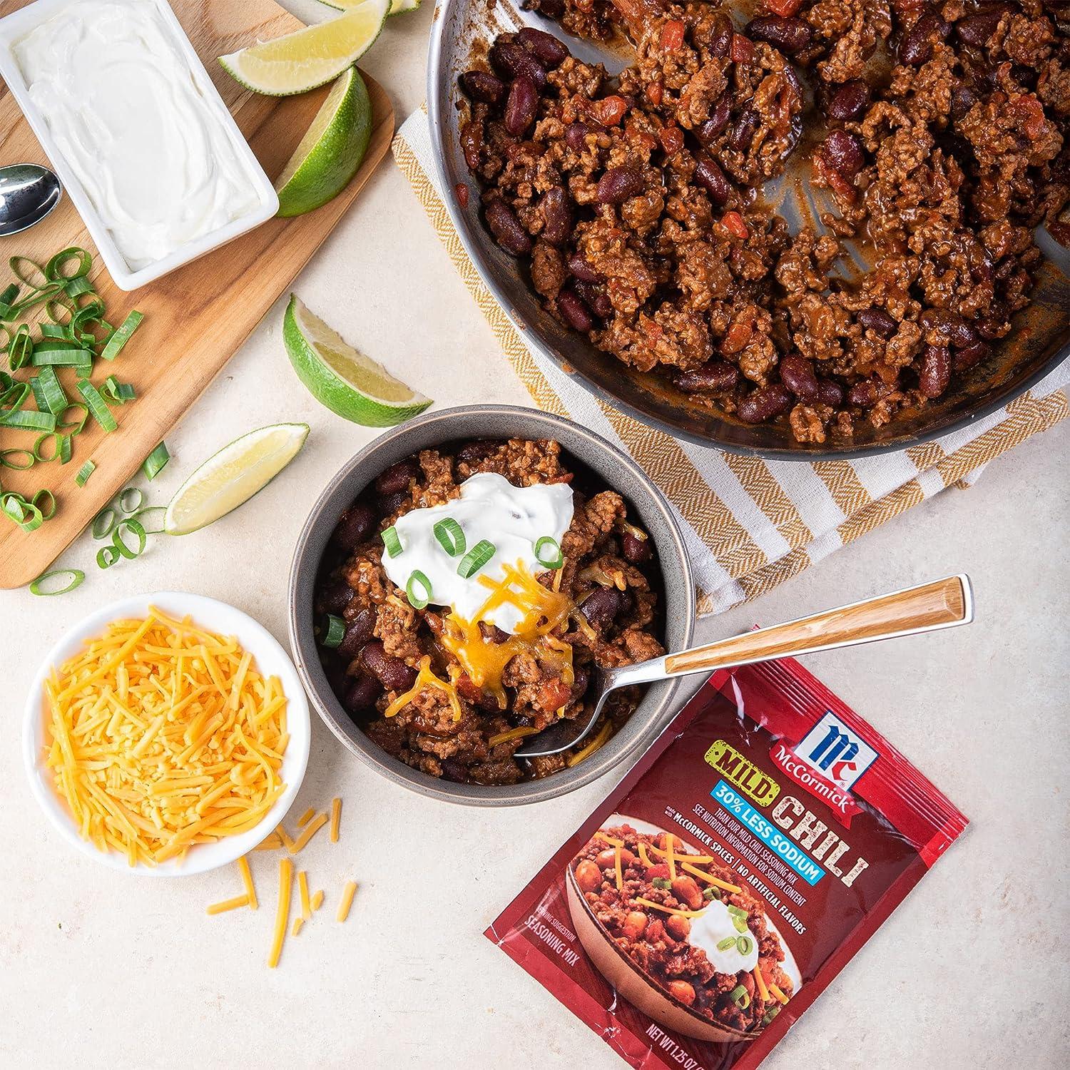 McCormick Mild Chili Seasoning Mix - 30% Less Sodium - 1.25oz Packets ...