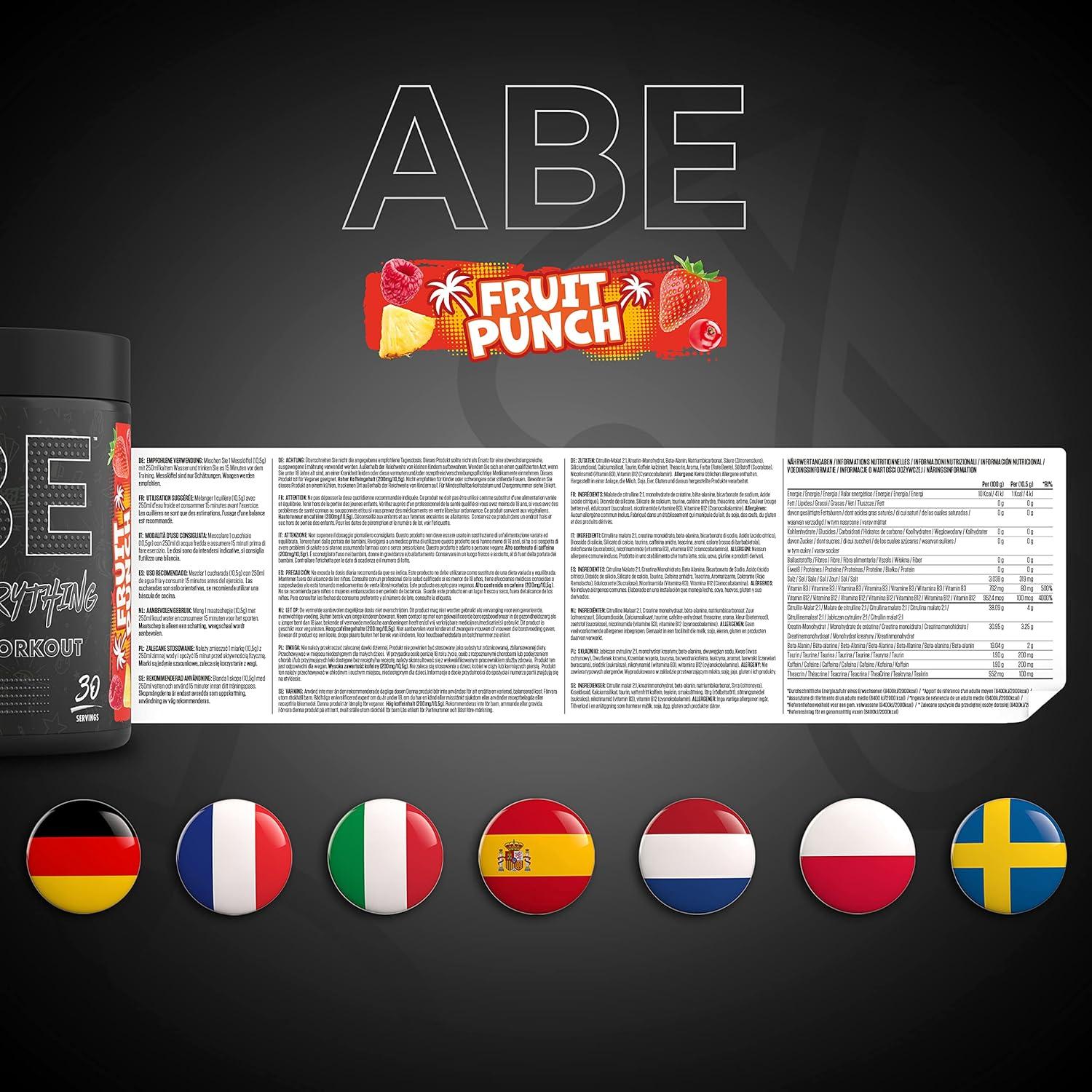 Applied Nutrition ABE Pre Workout Powder Fruit Punch 315g - Energy ...