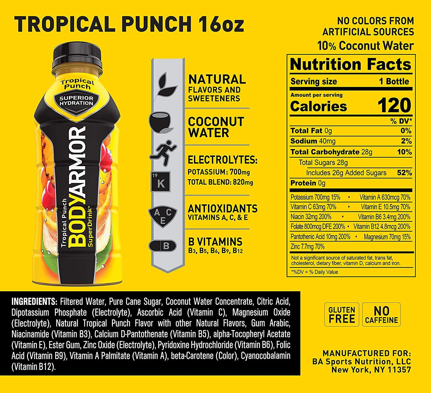 BODYARMOR Tropical Punch Sports Drink - 16 Fl Oz (Pack of 1) | Natural ...