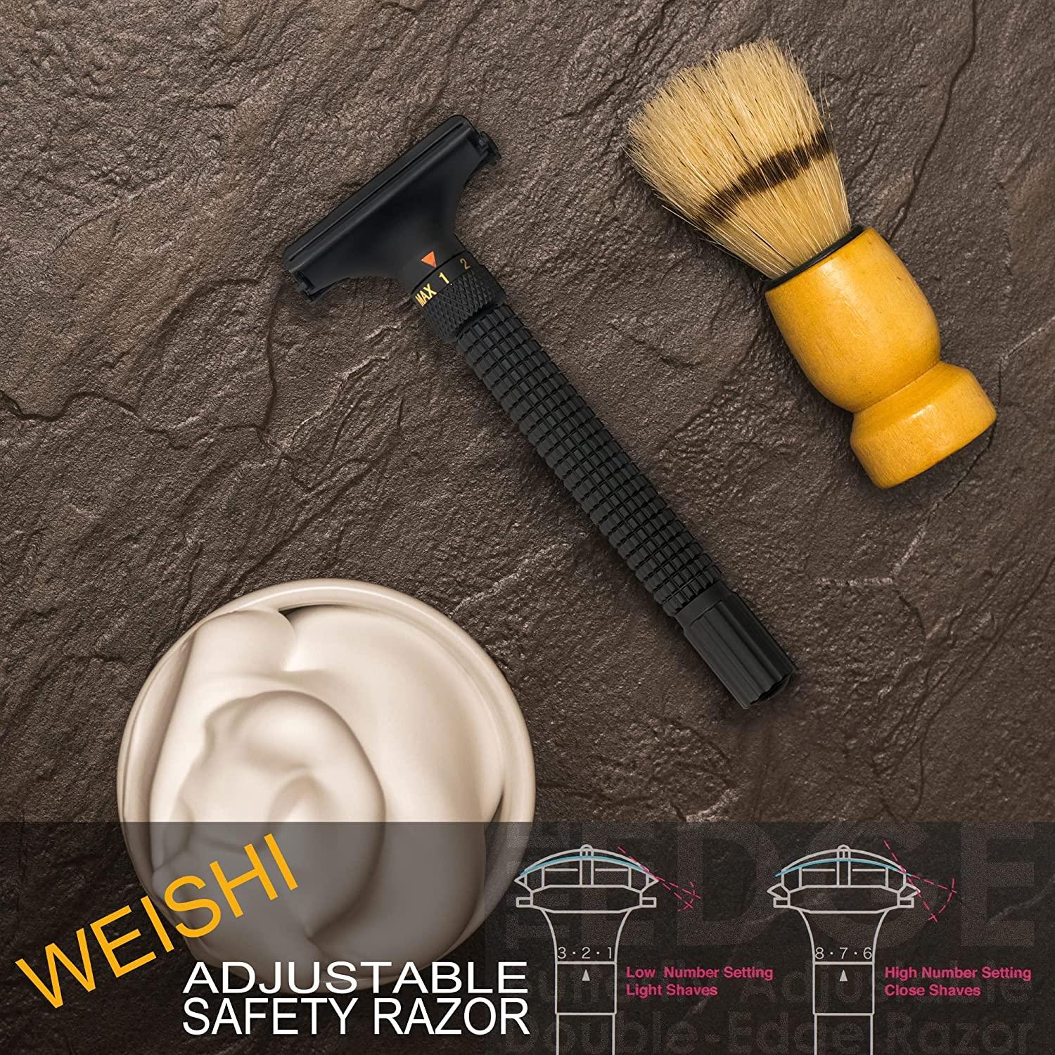 WEISHI Black Adjustable Butterfly Safety Razor - Double Edge Nostalgic ...