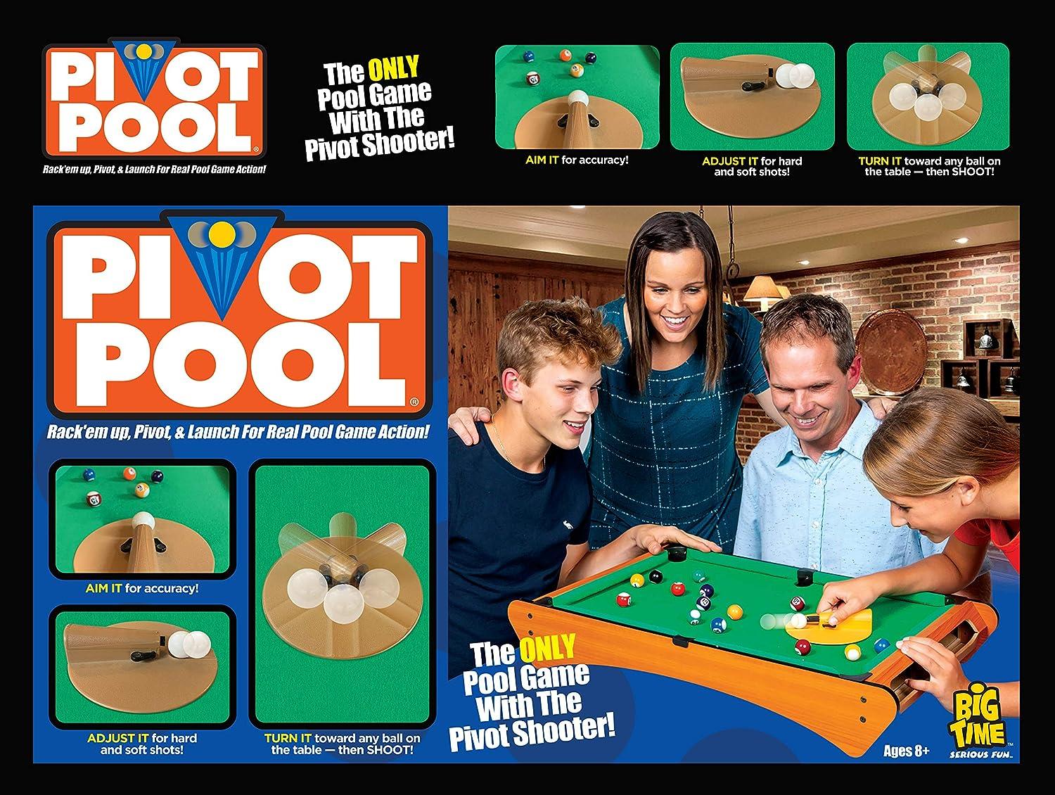 Big Time Pivot Pool Tabletop Game with 16 Balls, Rotating Shooter ...