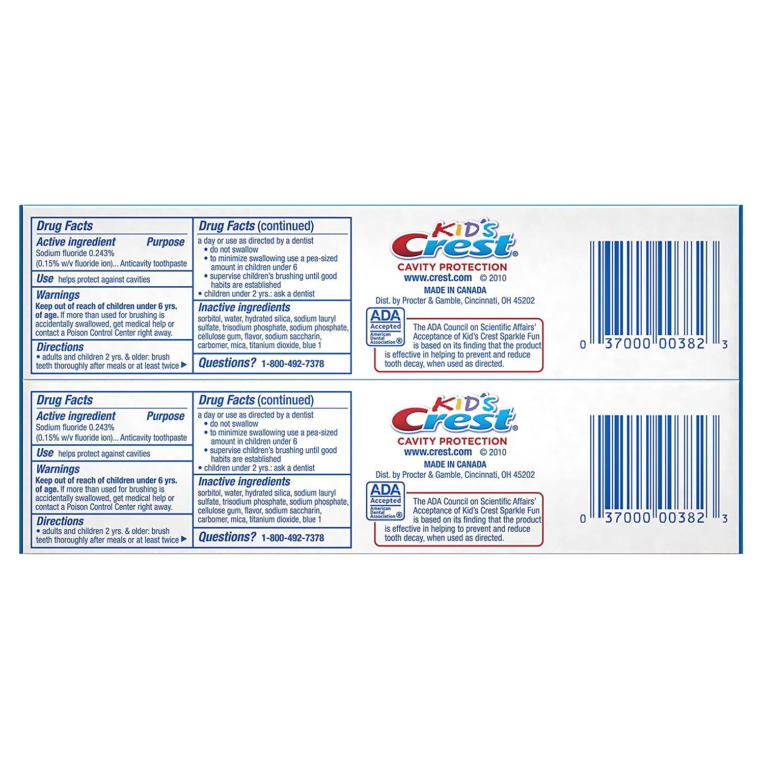 Crest Kids Cavity Protection Toothpaste - Sparkle Fun Flavor - 4.6oz ...