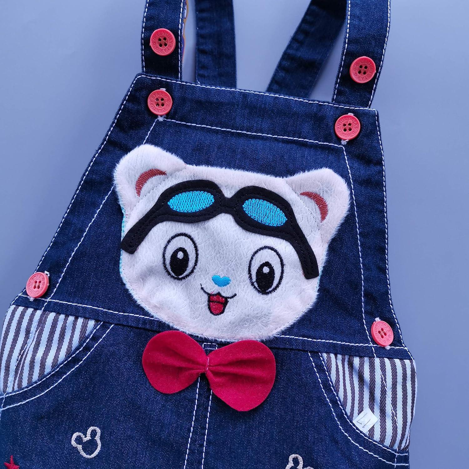 KIDSCOOL SPACE Baby Girl Jean Overalls with 3D Bunny, Size 2-3 Years ...