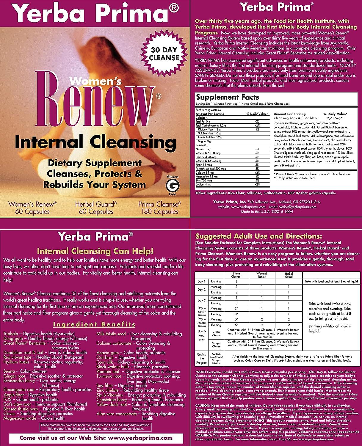 Yerba Prima Women's Renew Internal Cleansing System - 30 Day Cleanse ...