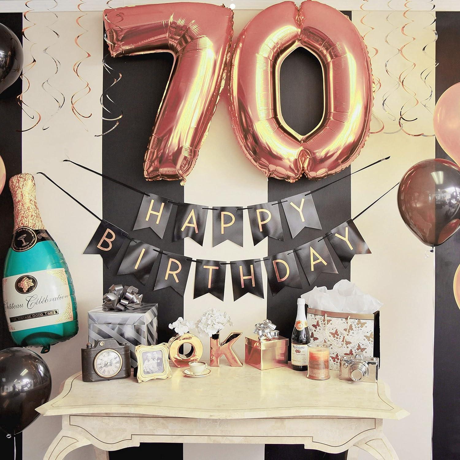Rose Gold 70th Birthday Decorations Set - Unique Digital Number 70 ...