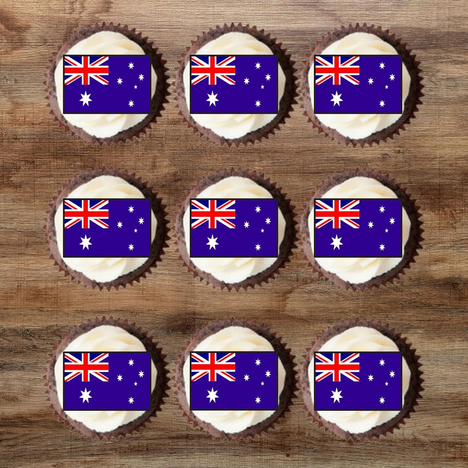 24 Australian Flag Cupcake Toppers Edible Australia Flags Aussie Theme ...