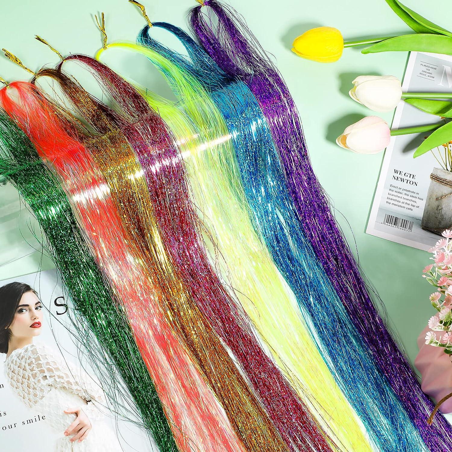 20 Pieces Glitter Hair Tinsel Kit with Plier and Beads | 47 Inch 4000 ...