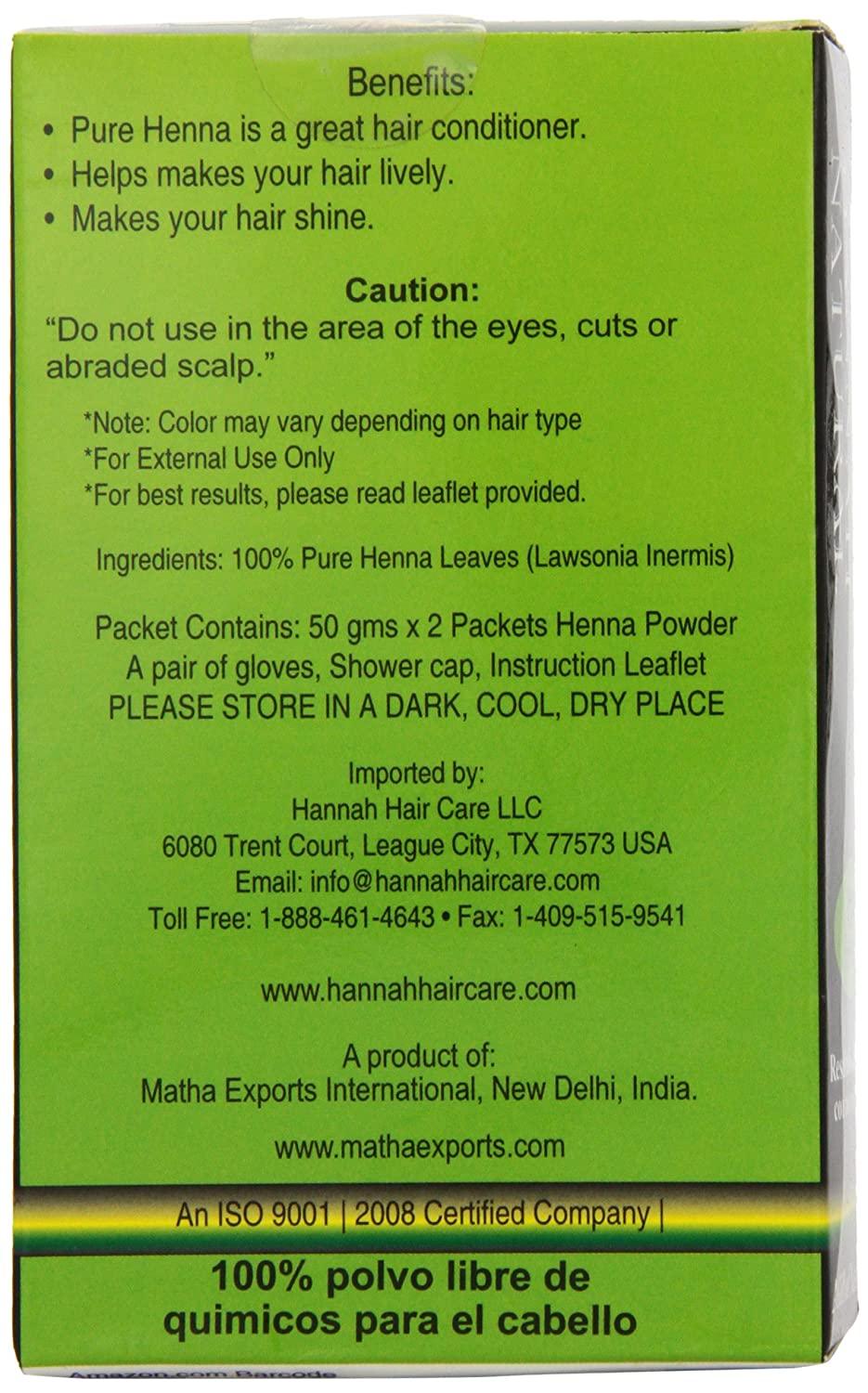 Hannah Natural 100% Pure Henna Powder - 100g | Organic Hair Dye ...