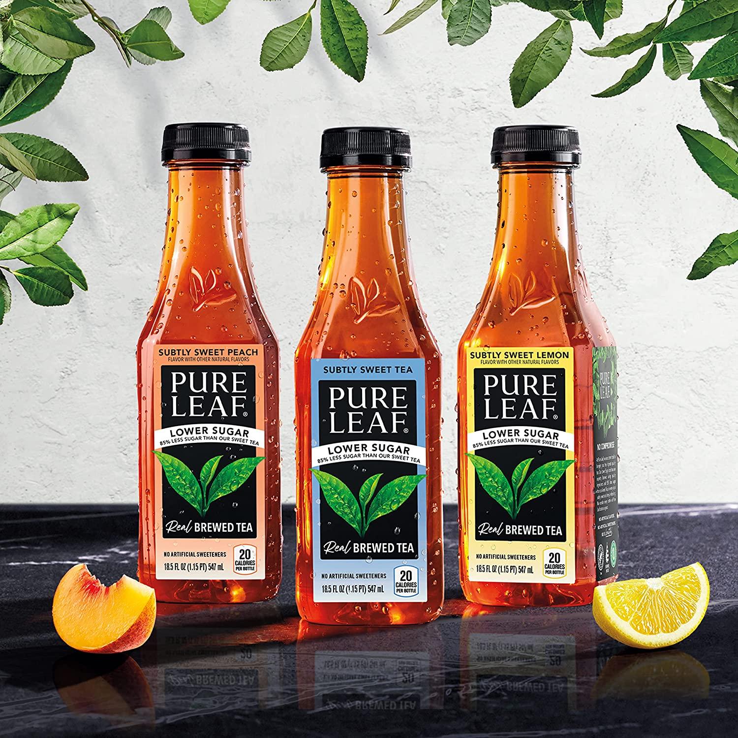 Pure Leaf Subtly Sweet Peach Iced Tea - Lower Sugar - 18.5 Fl Oz (Pack ...