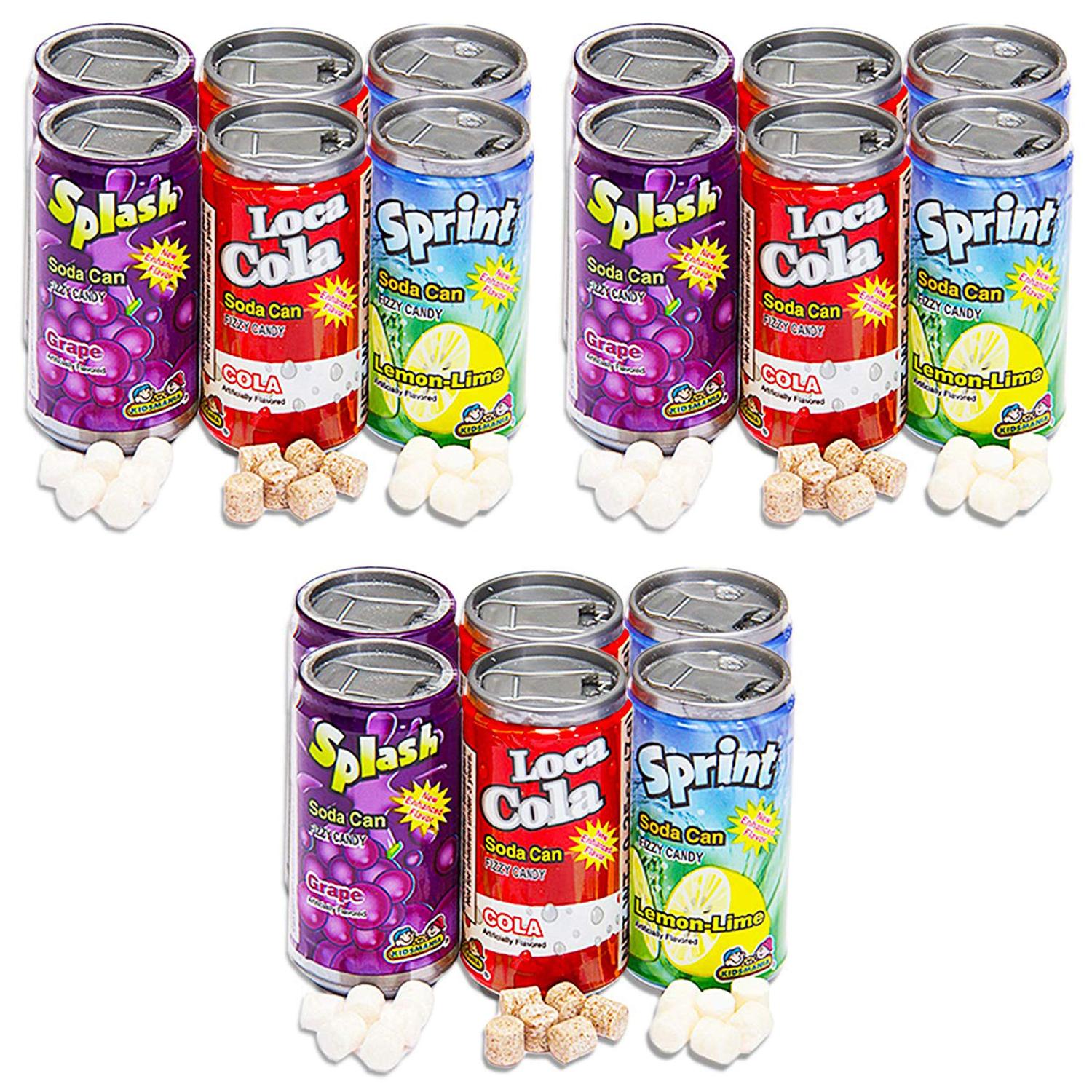 Soda Can Fizzy Candy Value Pack - 3 Six-Packs (18 Cans) - Candy Party ...