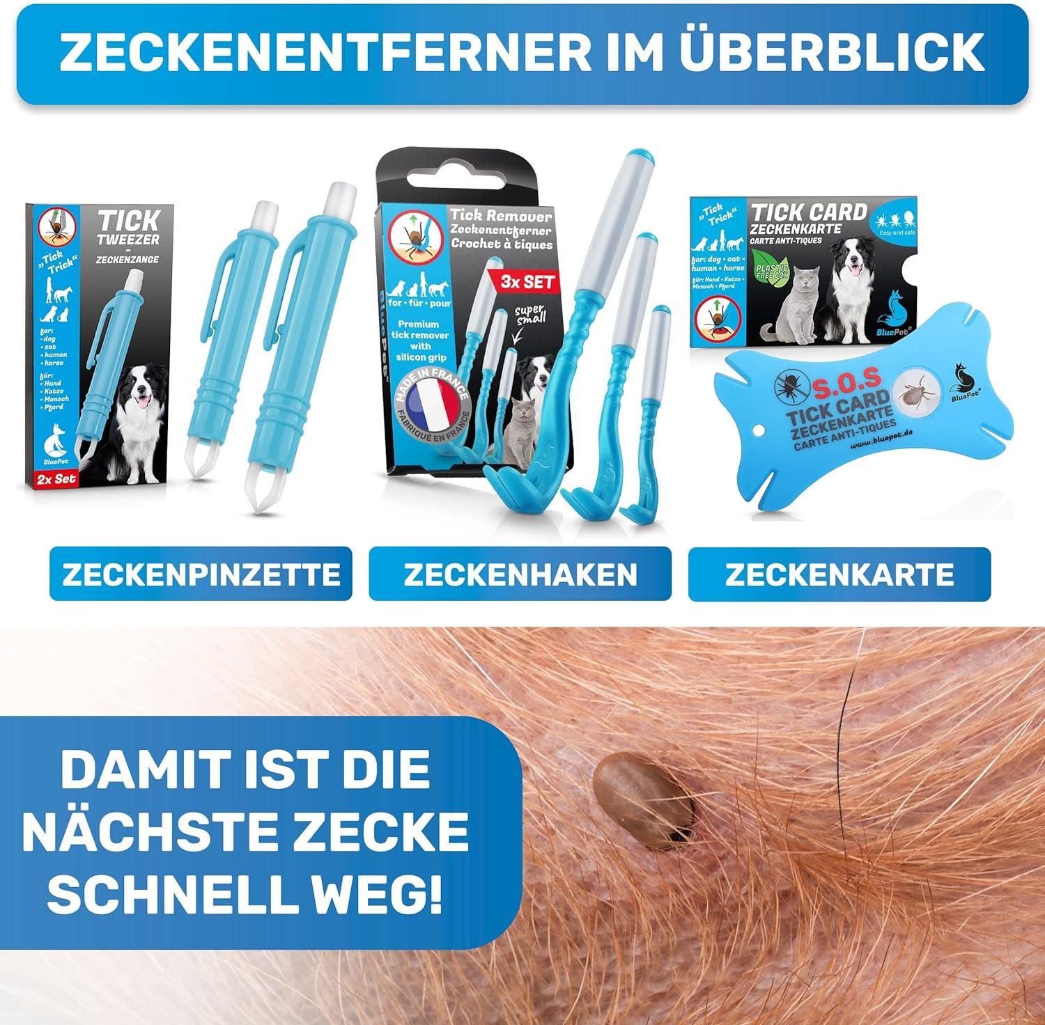 Bluepet 2x Tick Card with Magnifying Glass - Effective Tick Remover for ...