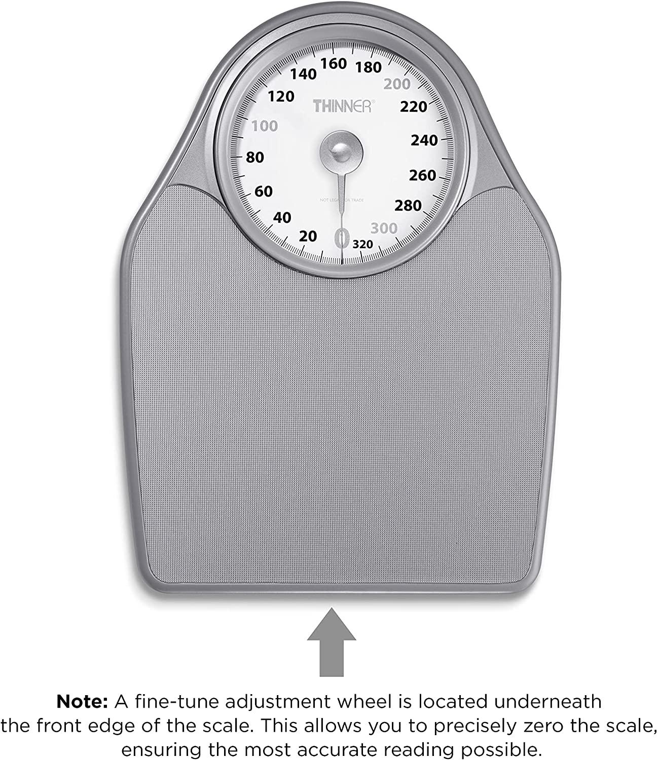 Thinner Extra-Large Dial Analog Bathroom Scale - Measures Weight Up to ...