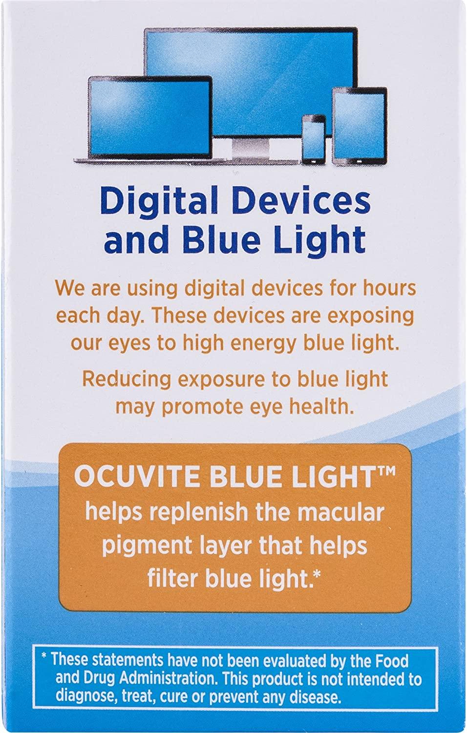 Bausch + Lomb Ocuvite Lutein 25mg Supplement 30 Softgels - Blue Light ...