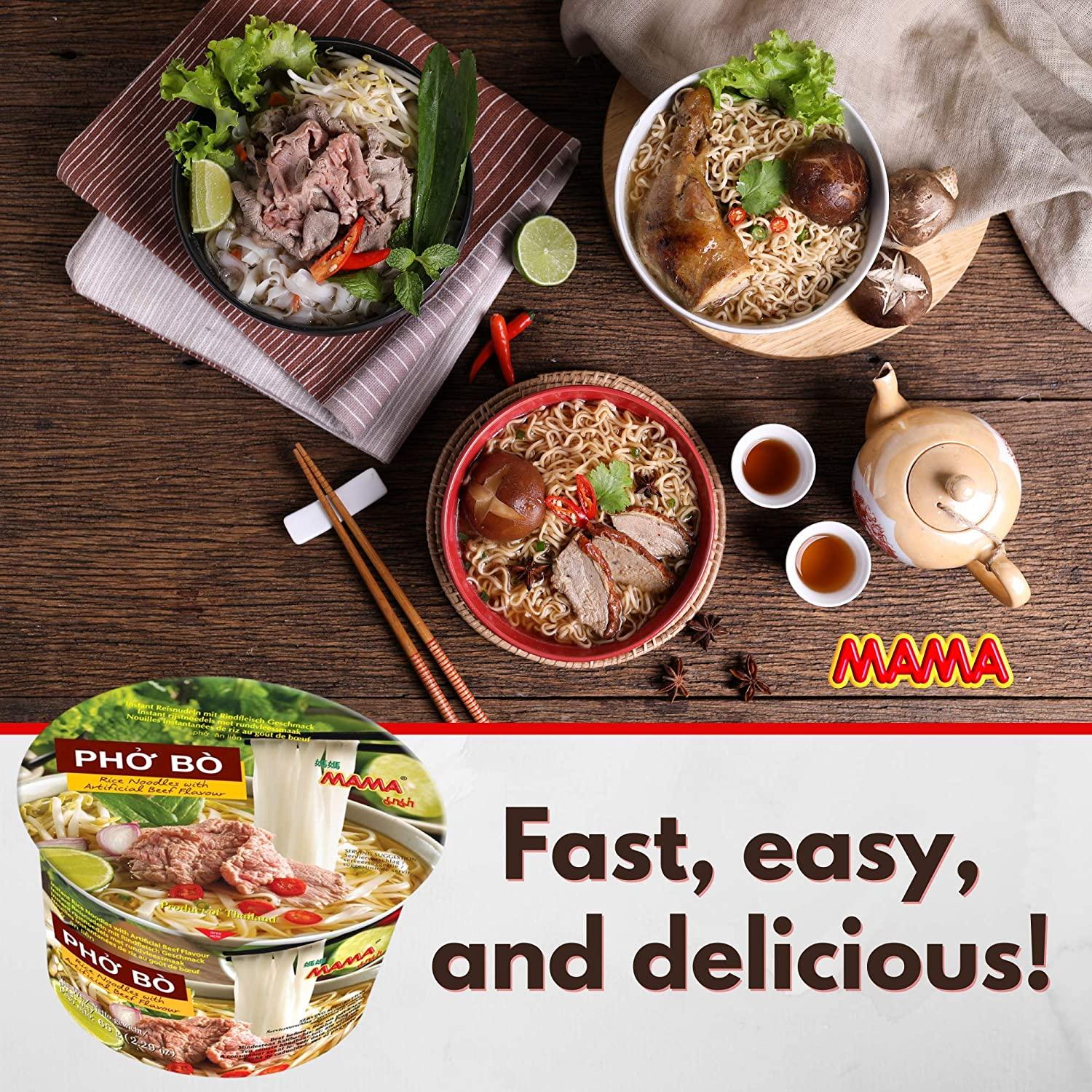 MAMA Pho Bo Instant Beef Soup Bowl Noodle - Vietnamese Style Silky ...