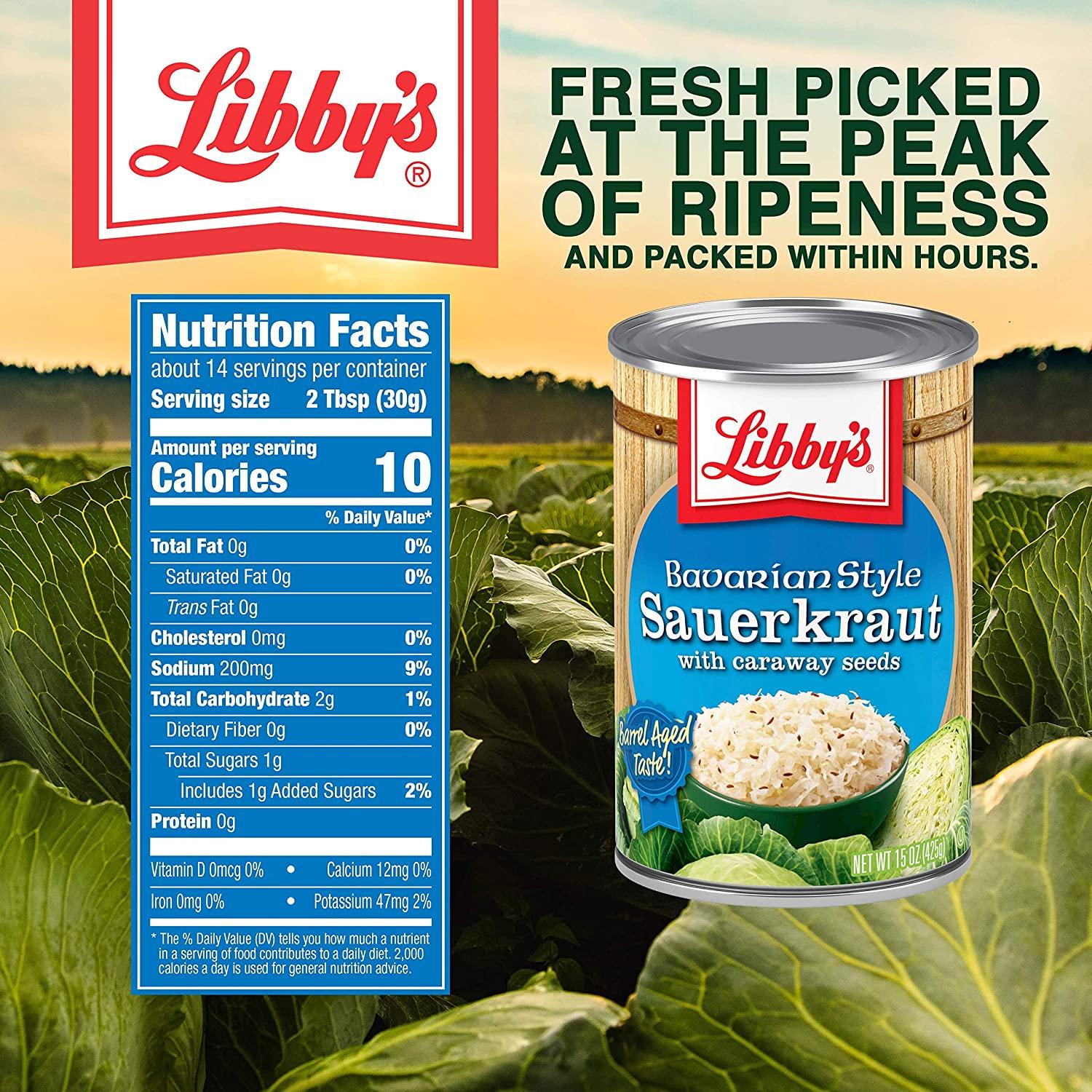 Libby's Bavarian Style Sauerkraut with Caraway Seeds - Mildly Tart & Slightly Sweet | 15 oz Can ...