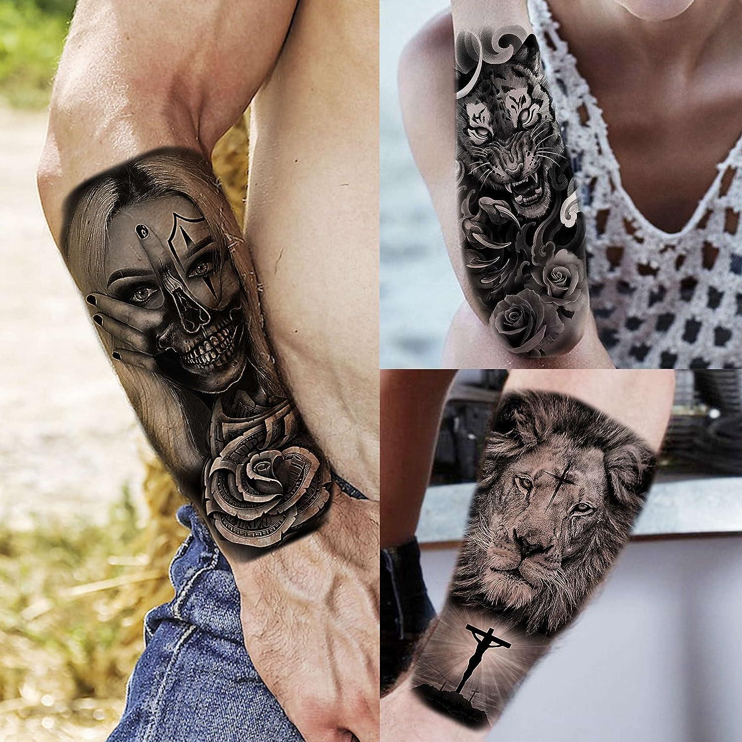 Realistic 3D Temporary Tattoos - Skull, Tiger, Wolf, Lion | 61 Sheets ...