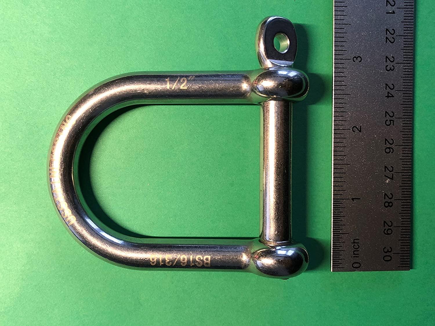 Stainless Steel 316 Wide D Shackle 3/8 (10mm) - Heavy Duty D Ring for ...