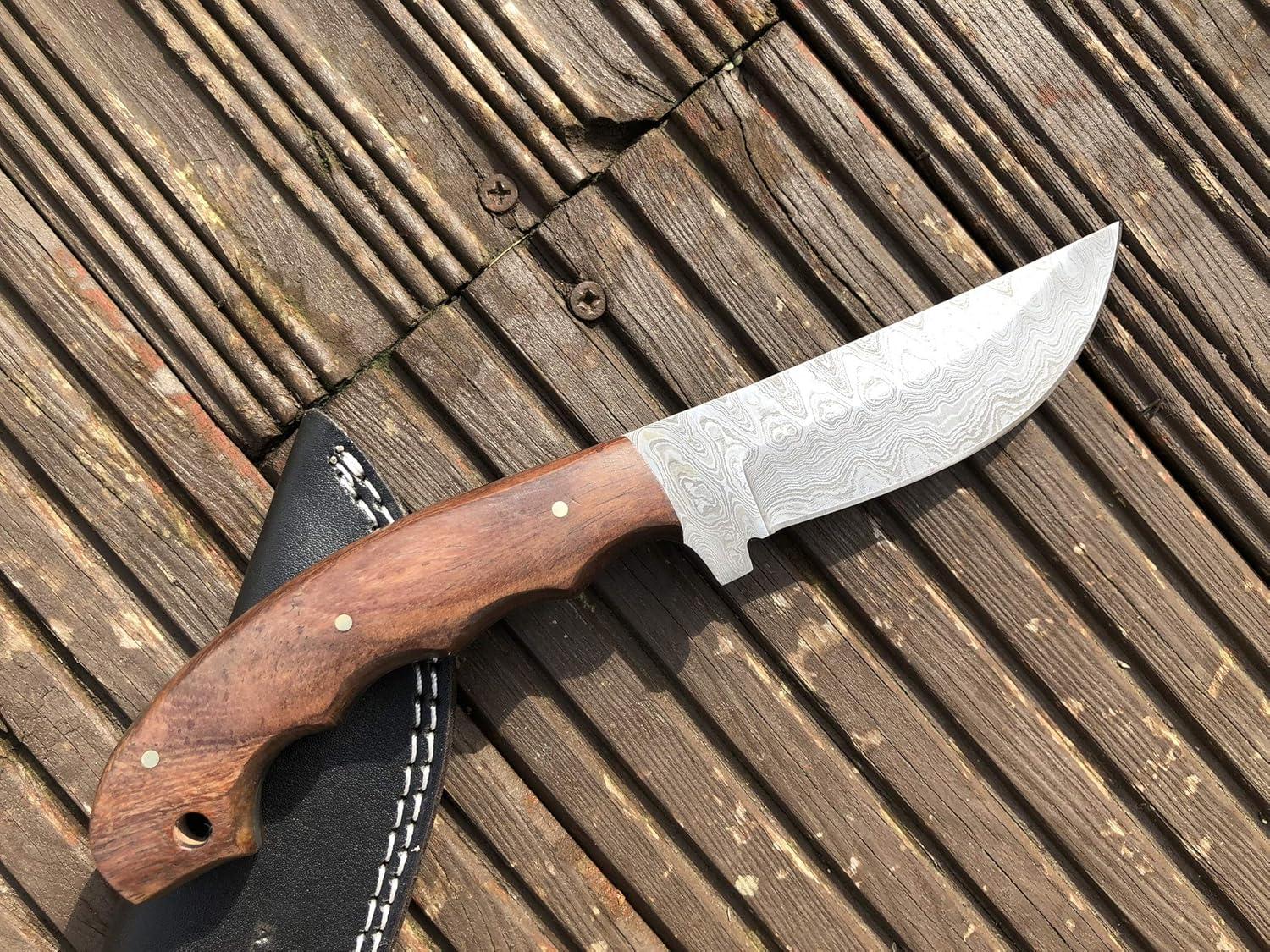 Perkin Knives Damascus Hunting Knife with Sheath - Premium Quality ...