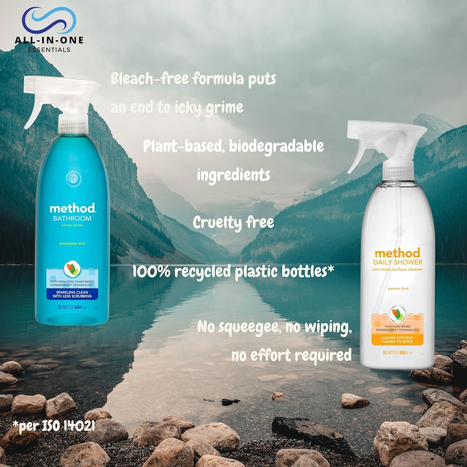 Eco Bathroom Cleaning Bundle With Method Bathroom Cleaner and Daily ...