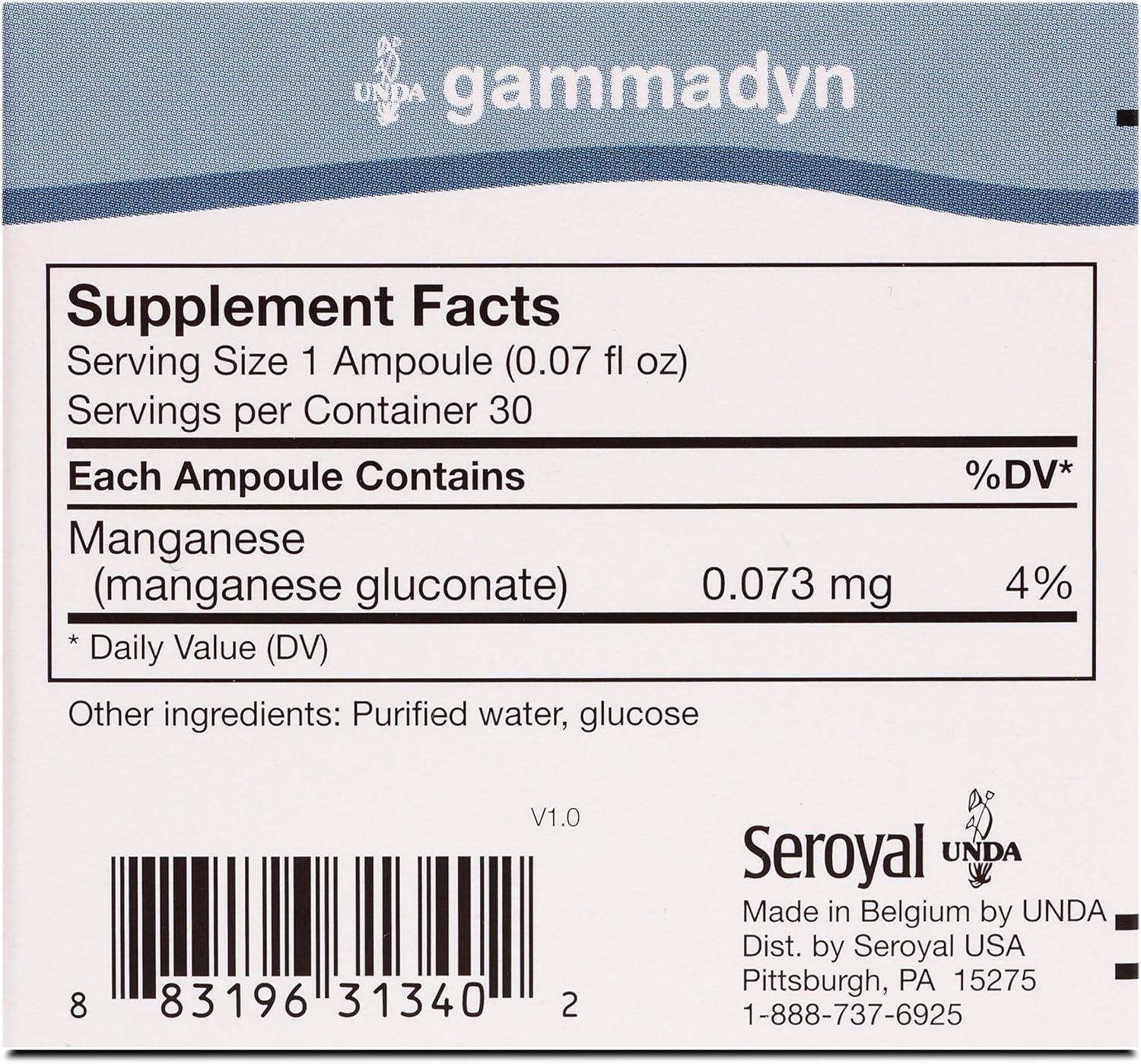 UNDA GAMMADYN Mn | Manganese Oligo-Element Supplement | 30 Ampoules ...