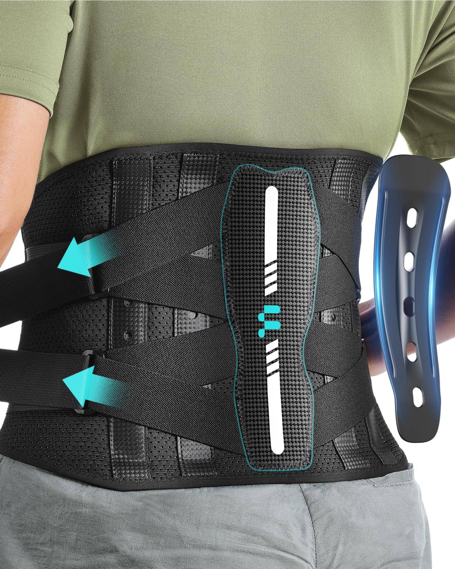 Fitomo Back Support Belt - Ergonomic Spine Curve, Carbon Fibre Splints ...