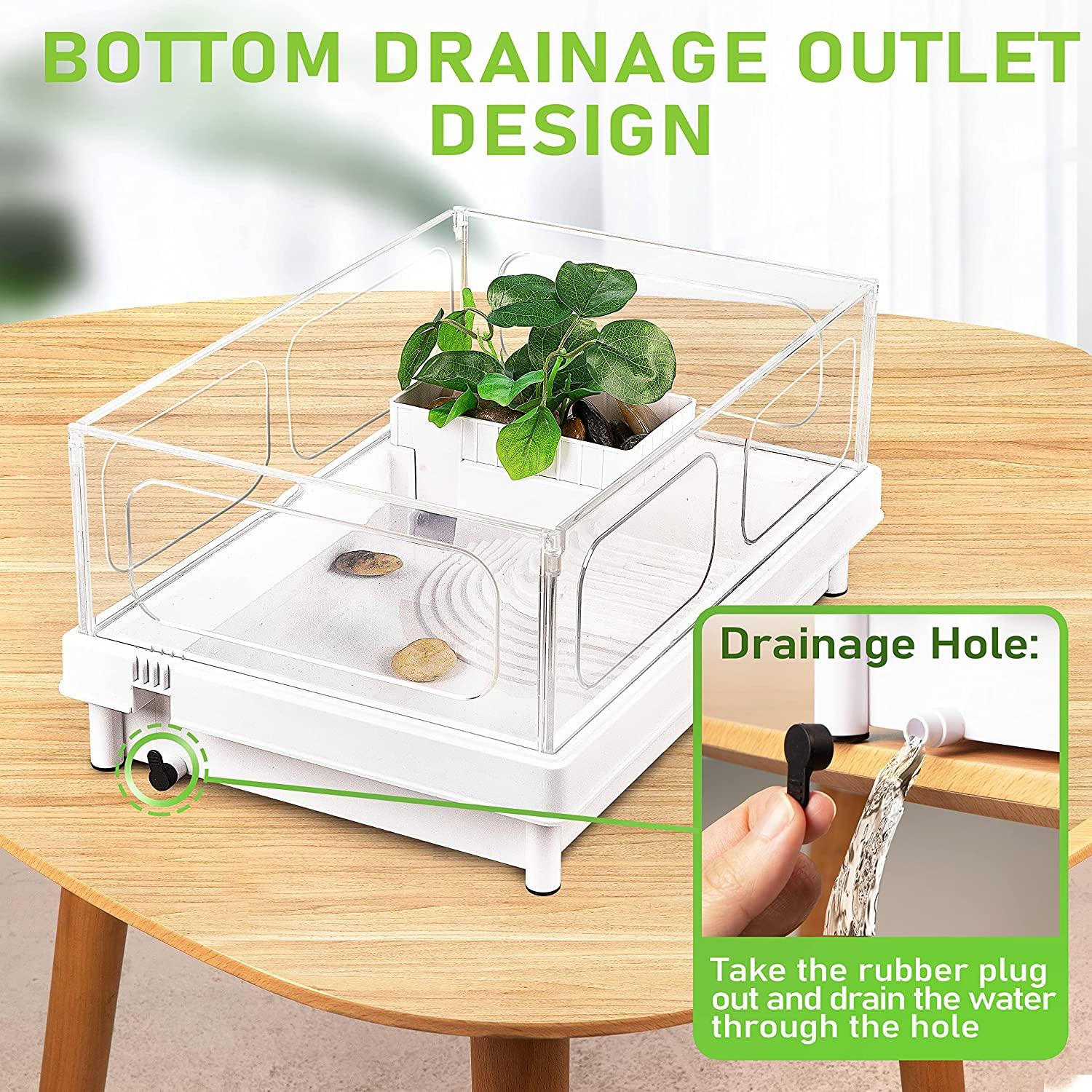 Orlushy Turtle Tank: Anti-Escaping Reptile Terrarium with Drainage ...