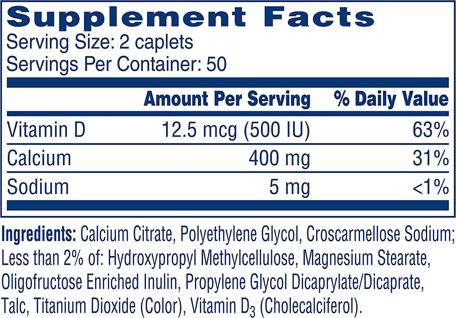 Citracal Calcium + D3 Petites - 100 Coated Caplets for Bone Health ...