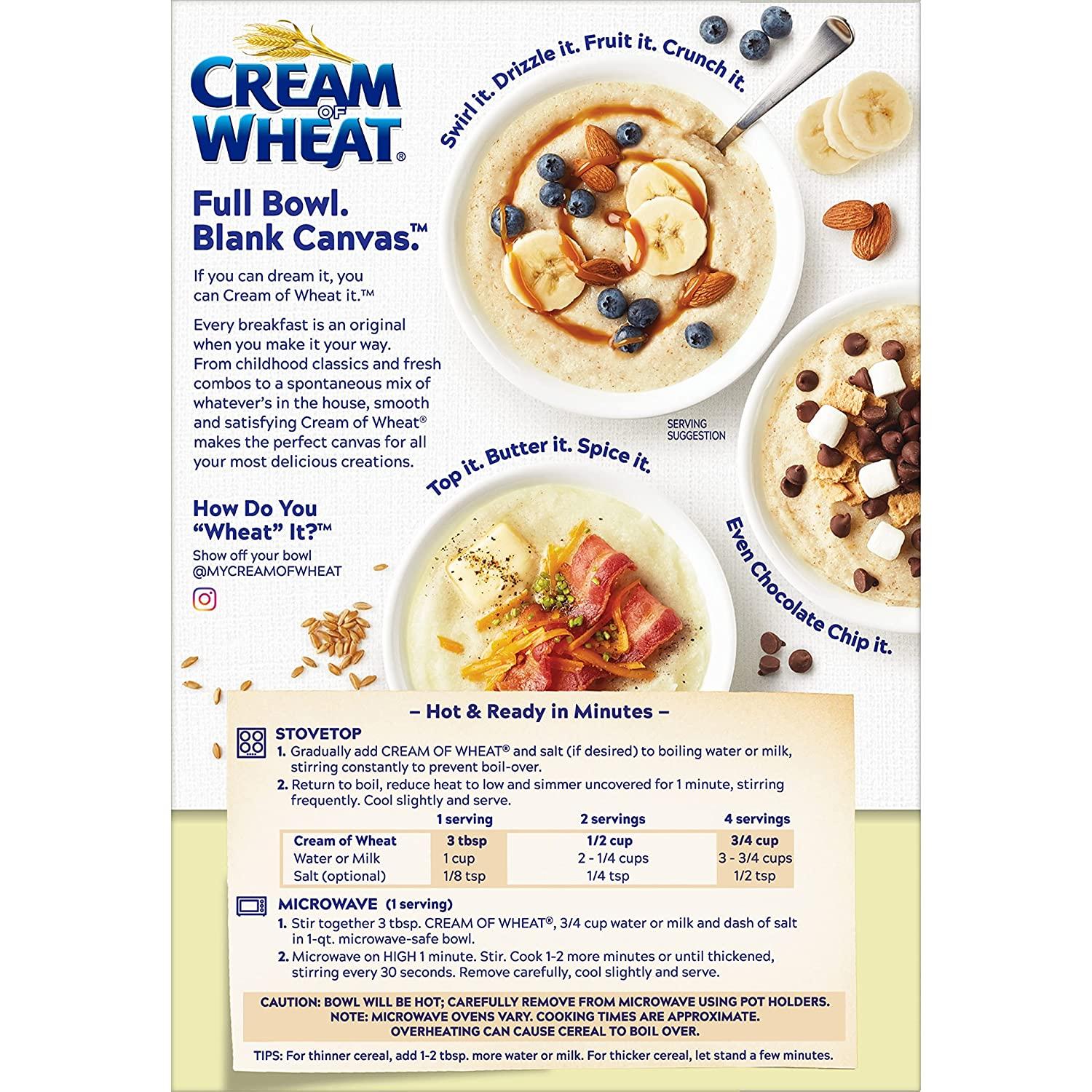 Cream of Wheat Original Hot Cereal 28oz | 1 Minute Cook Time | Stove ...