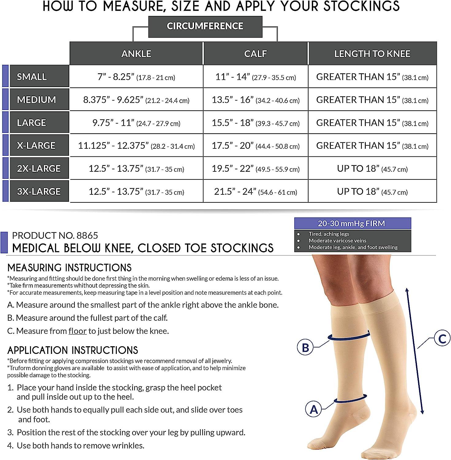 Truform 20-30 mmHg Compression Stockings - Large Beige Knee High (1 ...