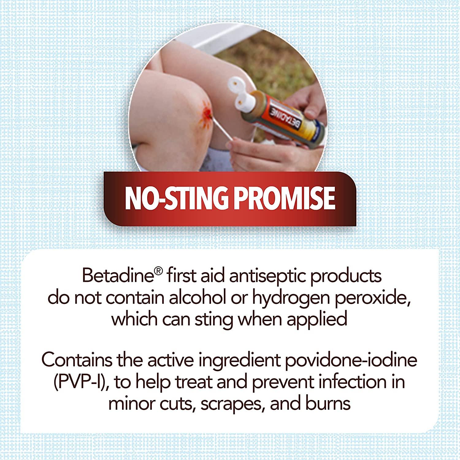 Betadine First Aid Solution 8oz Povidone Iodine Antiseptic - No-Sting ...