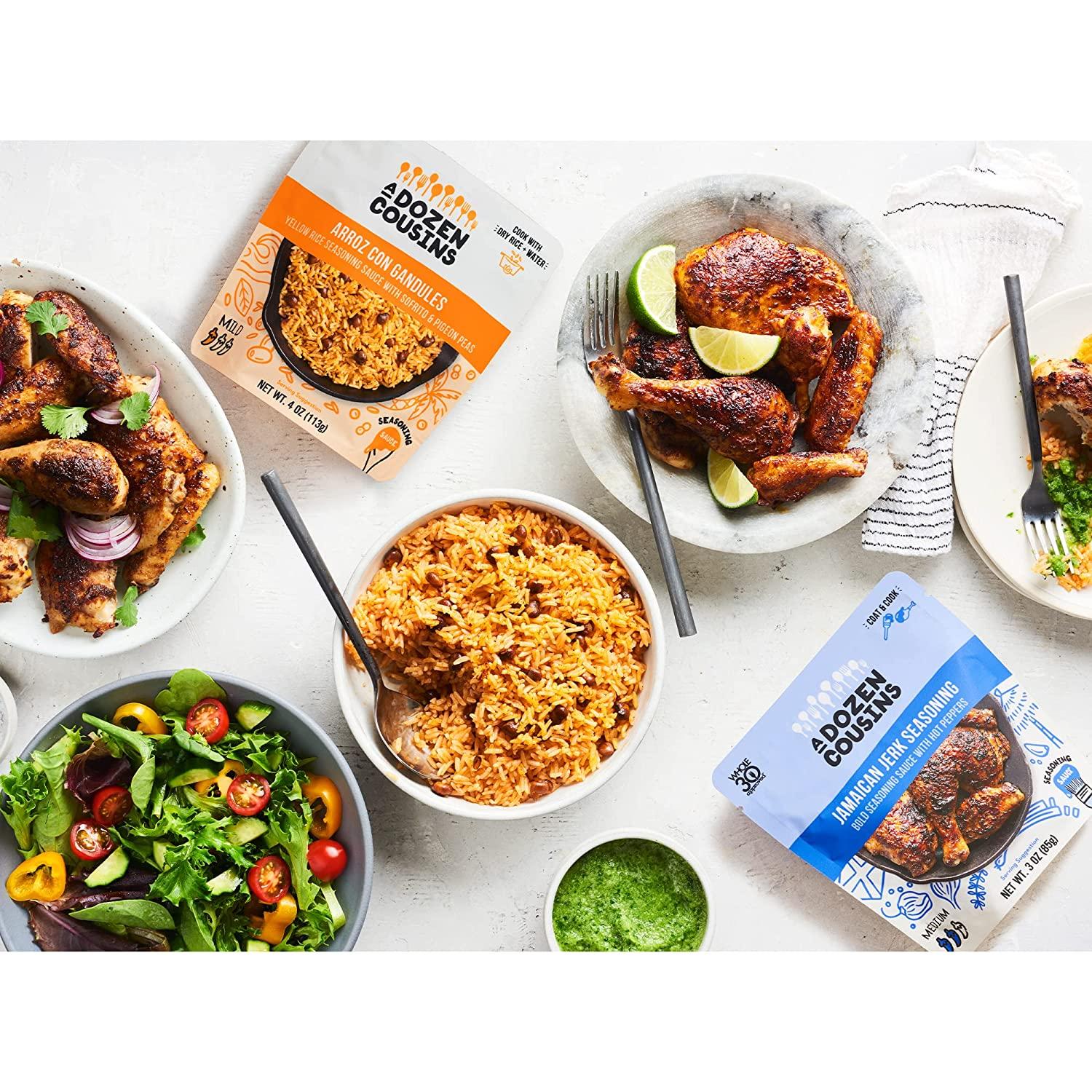 Dozen Cousins Entr e Seasoning Sauce - Coat and Cook Variety Pack (6 Count) - Jamaican Jerk ...