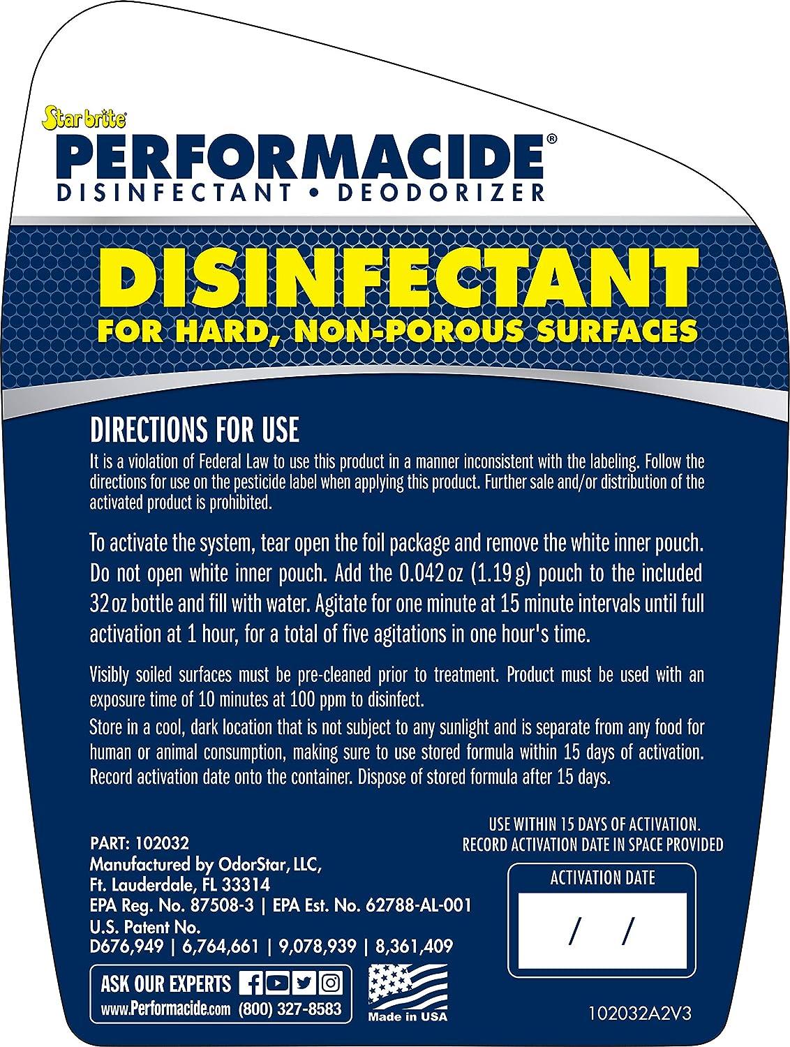 Performacide Disinfectant 32oz Kit - Kills COVID-19 in 30 Sec - No ...