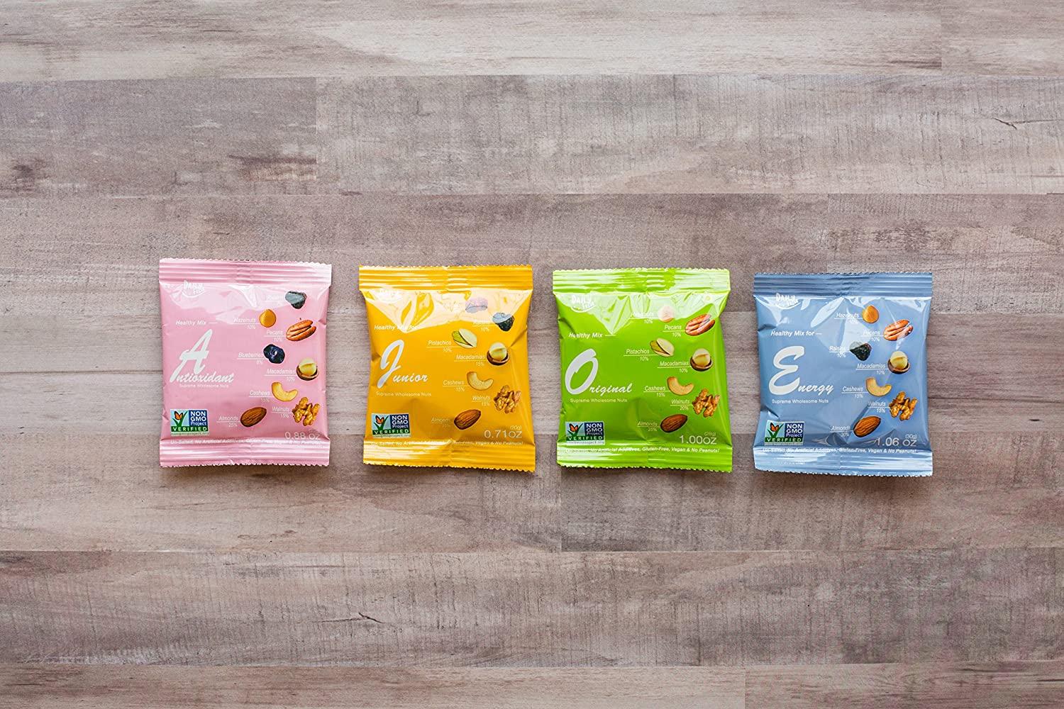 Daily Gourmet Nuts - Unsalted Mixed Nuts Snack Packs - 24 Individually ...