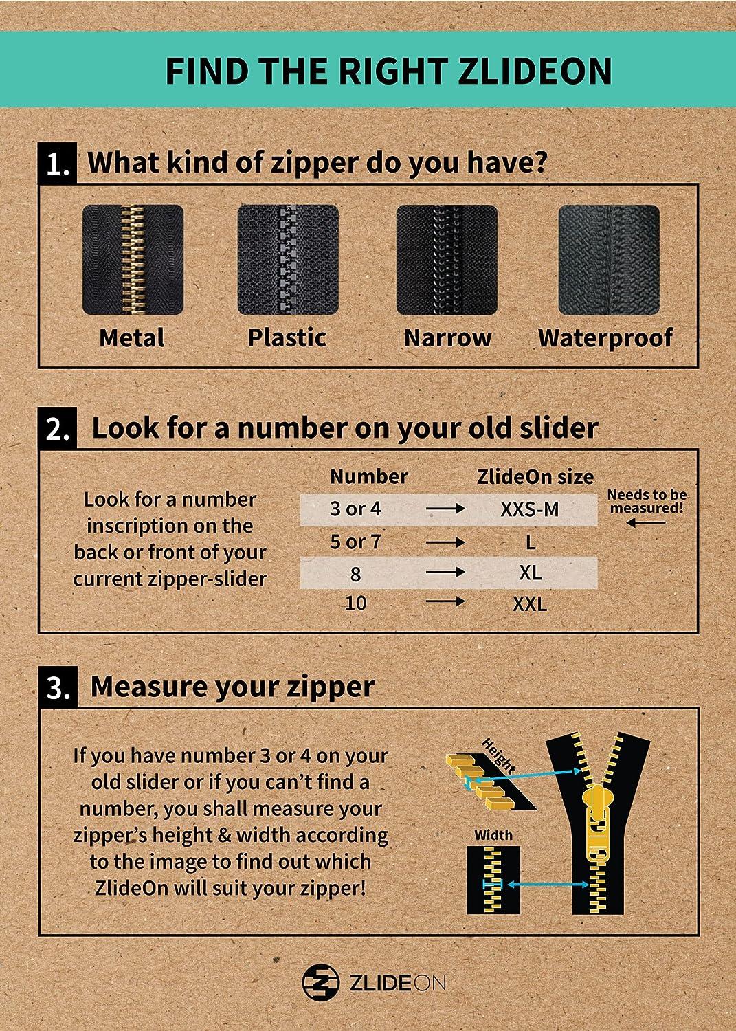 plastic zipper sizes