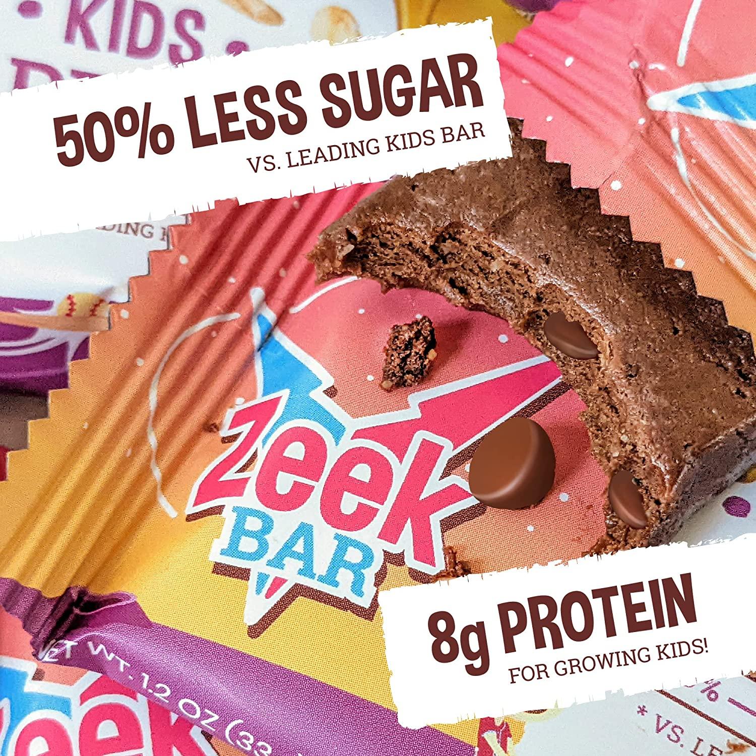 ZEEK BAR Kids Protein Snack Bars | 50% Less Sugar | 8g Protein | All ...