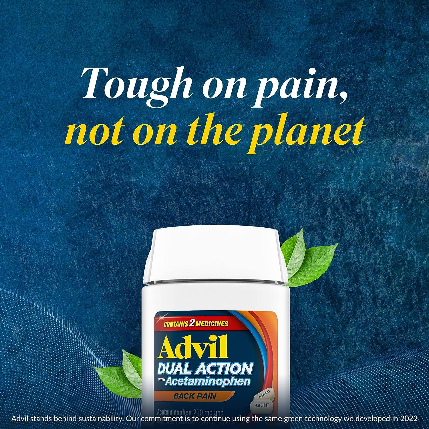 Advil Dual Action Back Pain Caplets - 144 Count for 8 Hours Relief ...