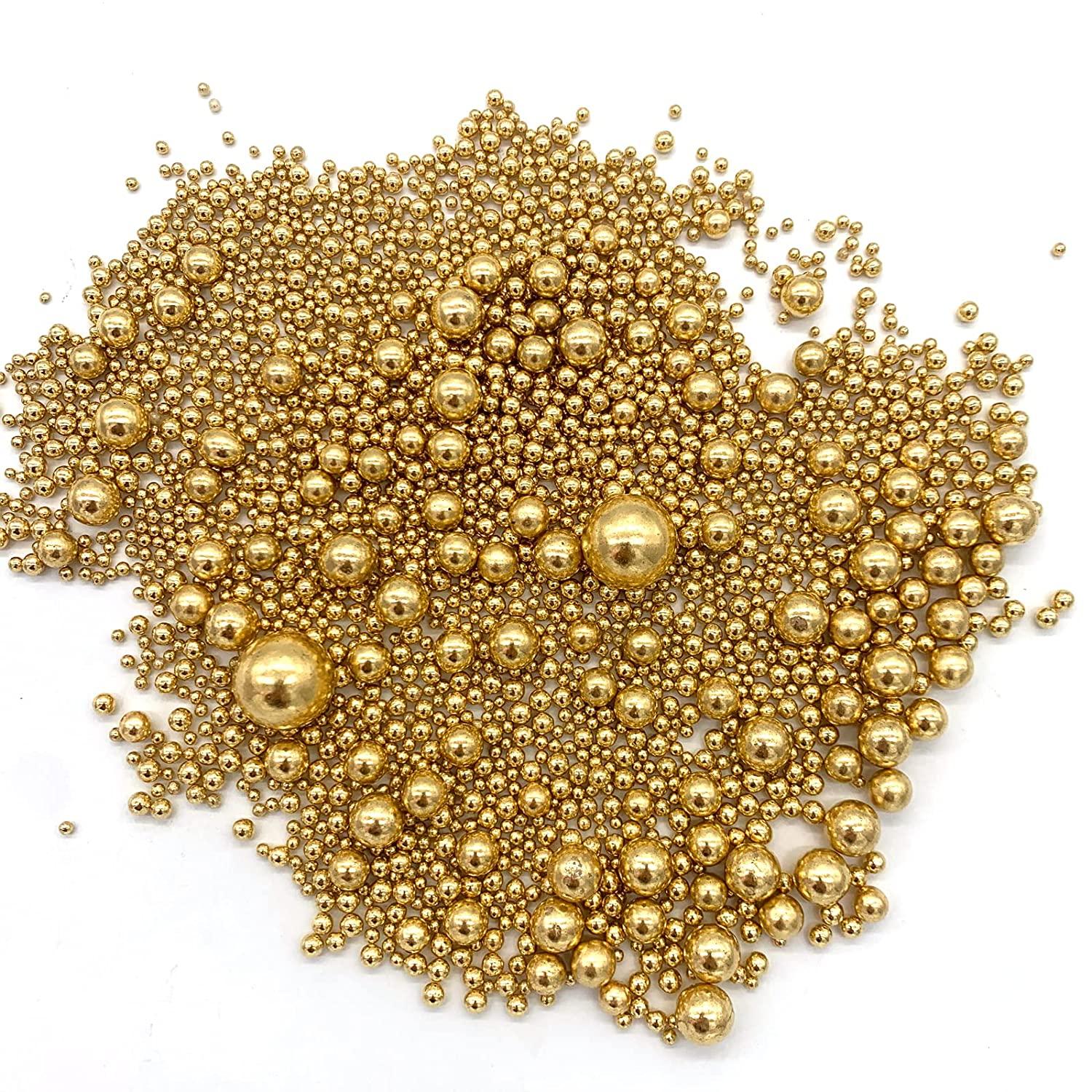 Edible Bright Gold Pearl Sugar Sprinkles - Baking & Cake Decorations ...