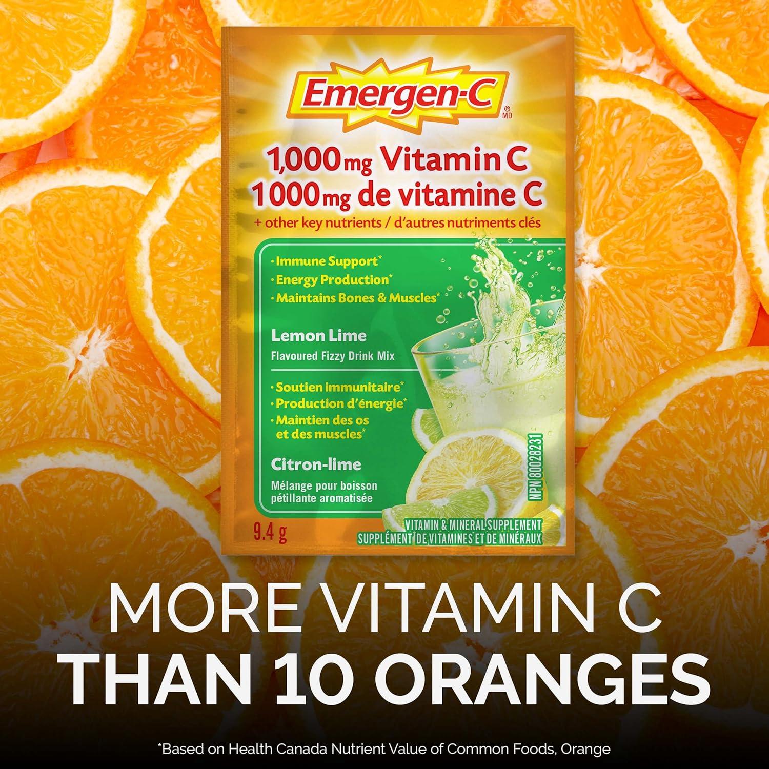 Emergen-C Lemon-Lime (30 Count) 1000mg Vitamin C / Electrolytes / B ...