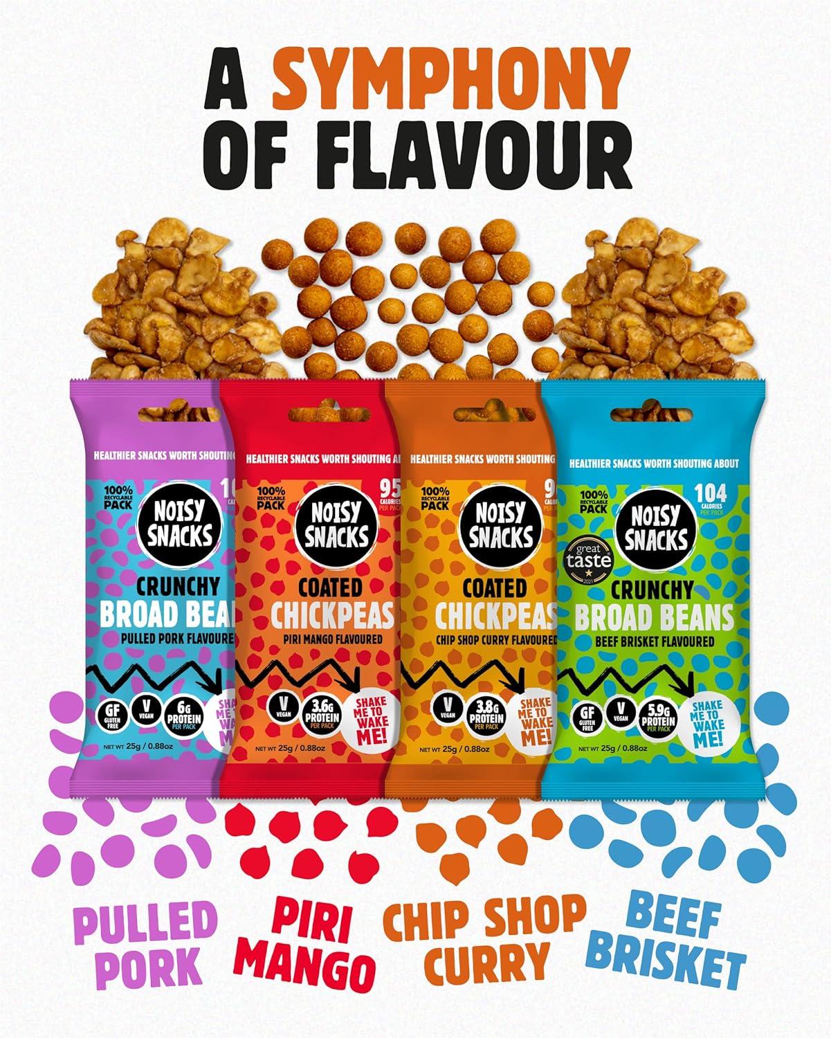 Noisy Snacks Chip Shop Curry Chickpeas (25g x 10) - Vegan, Low Calorie ...