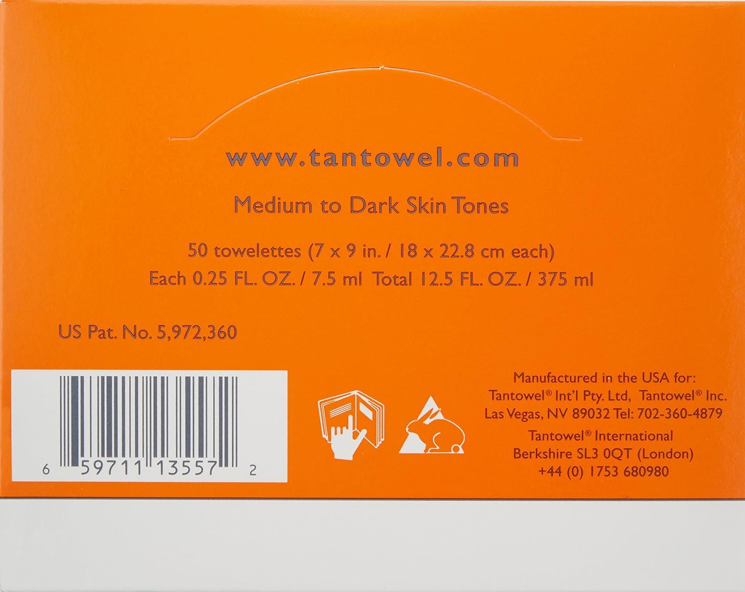 Tan Towel Half Body Plus Self-Tan Towelettes 50 Pack - Natural Sunless ...