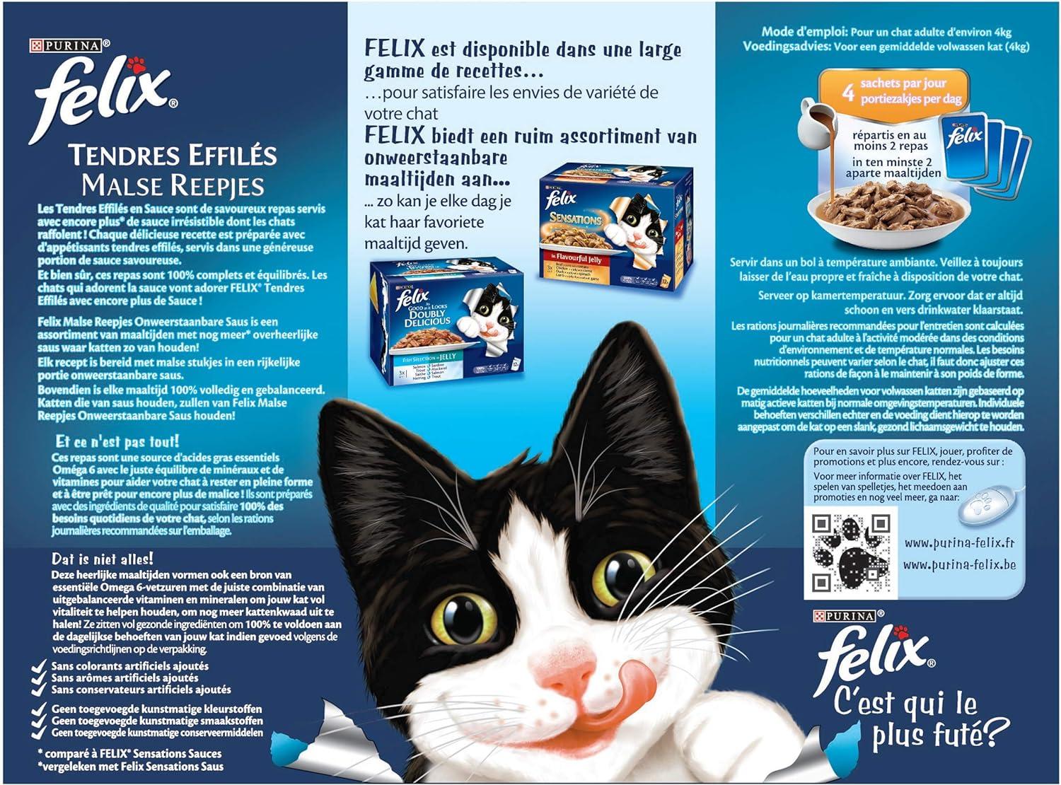 FELIX Tender Sauce for Adult Cats - Beef Chicken Duck & Lamb Variety ...