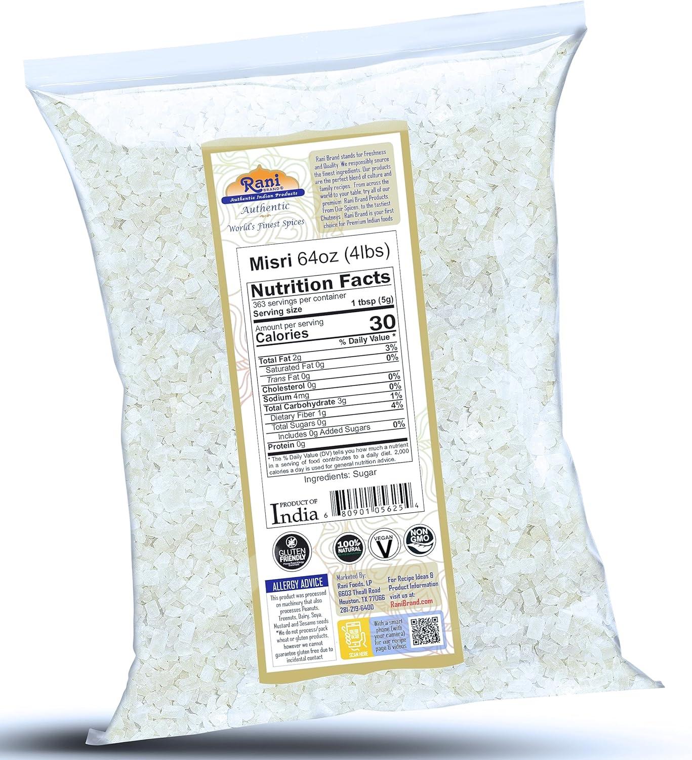 Rani Misri (India Sugar Crystals) 64oz (4lbs) - All Natural, Gluten ...