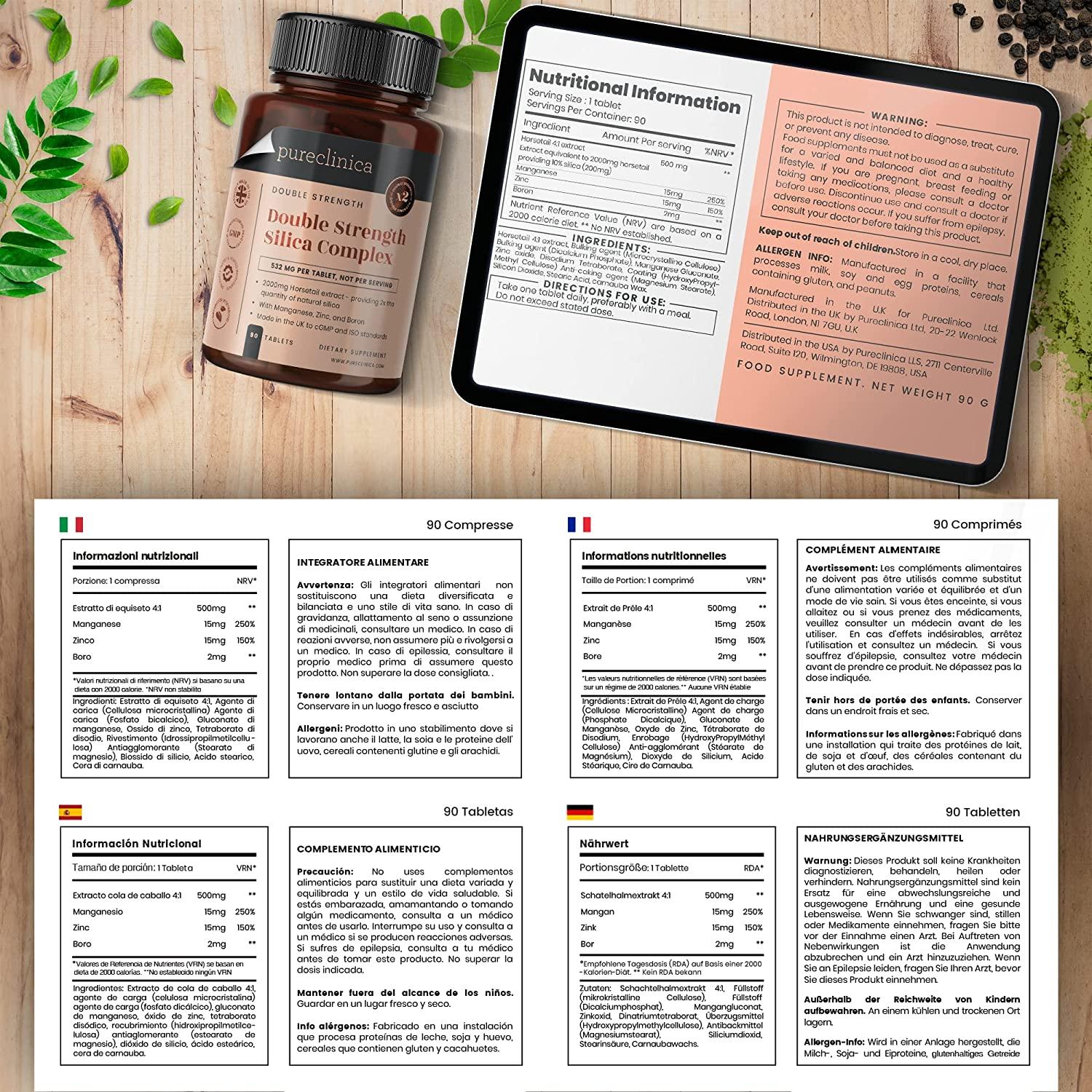 Double Strength Silica Complex - 3 Month Supply (2000mg Horsetail ...