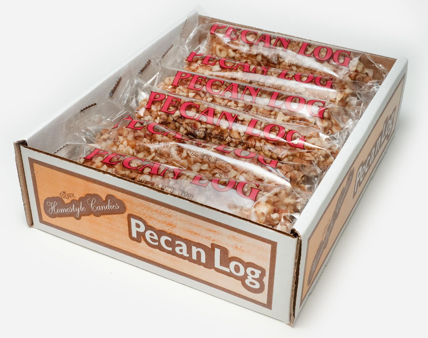 Crown Candy Pecan Logs - 12 Individually Wrapped 2.5oz Logs per Box ...