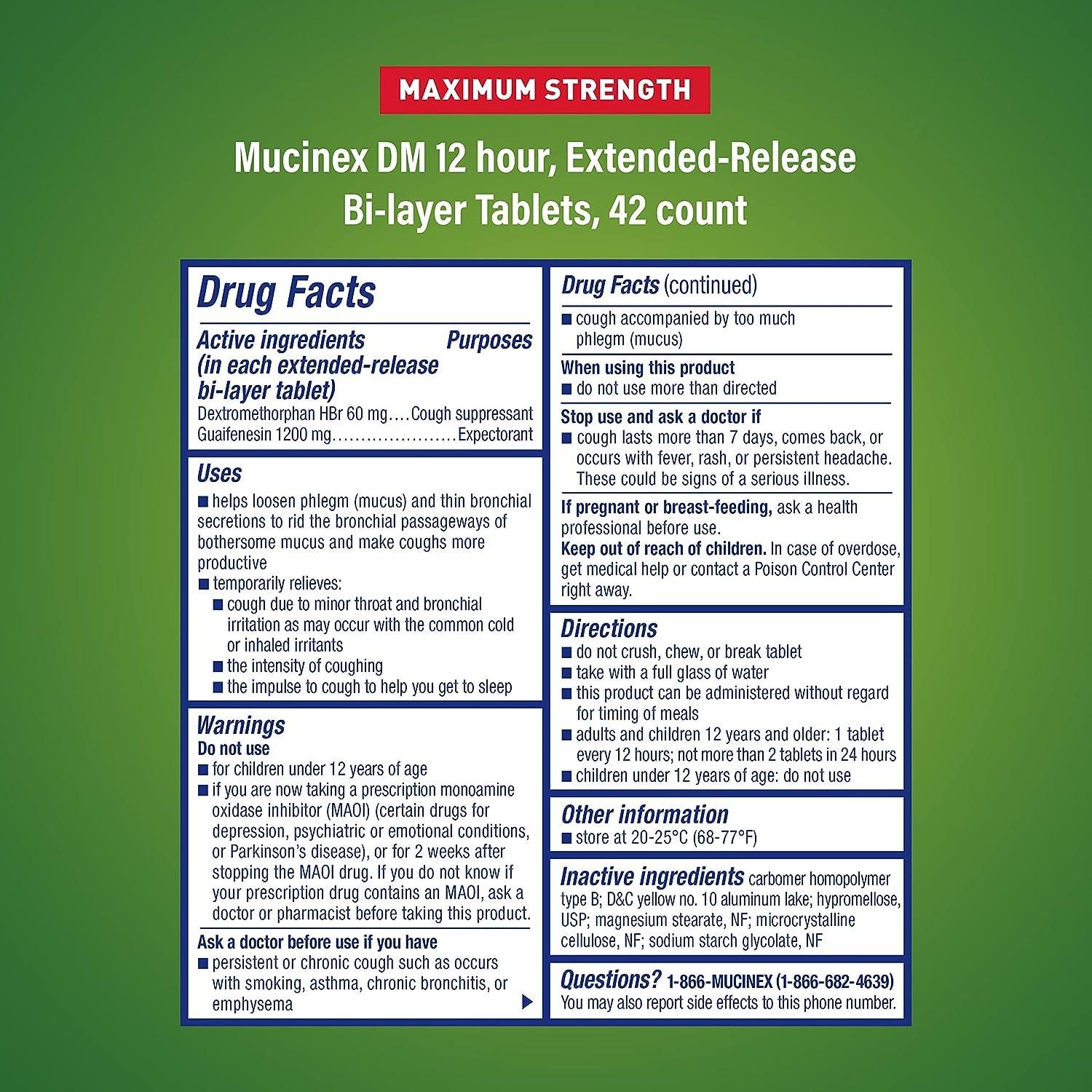 Mucinex DM Maximum Strength 12 Hr Relief Tablets 42ct - 1200mg - Cough ...