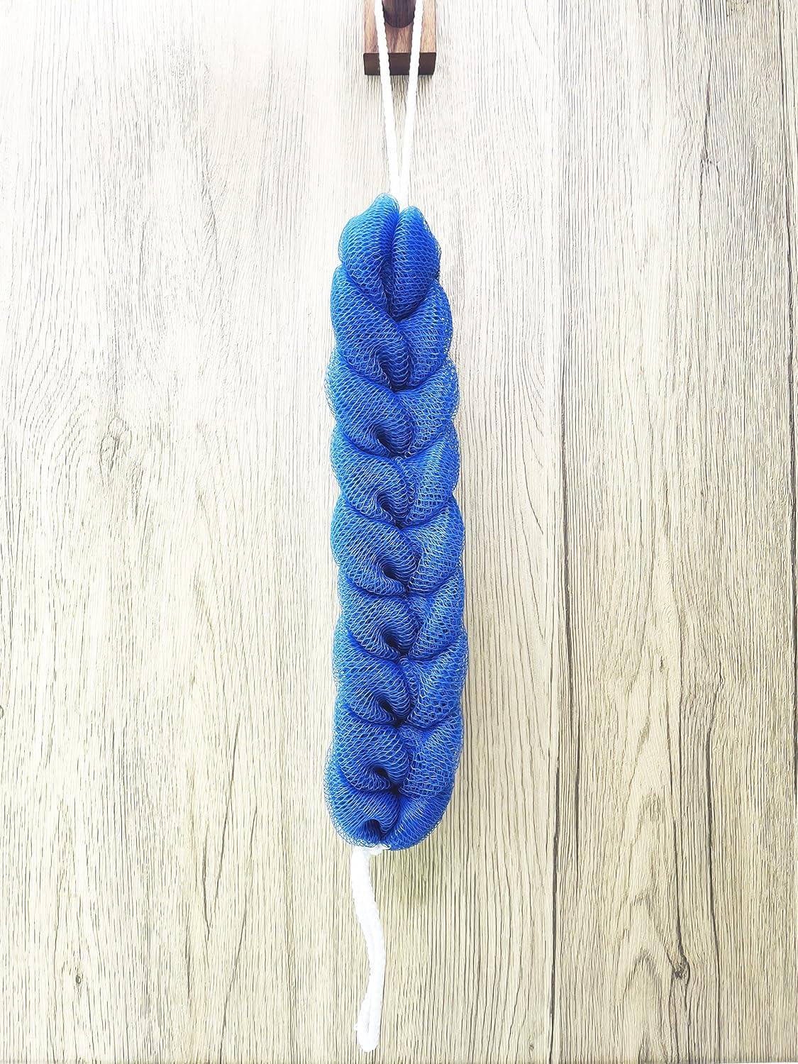 Stretch Back Sponge with Rope Handles - 2-Pack Blue Mesh Exfoliating ...