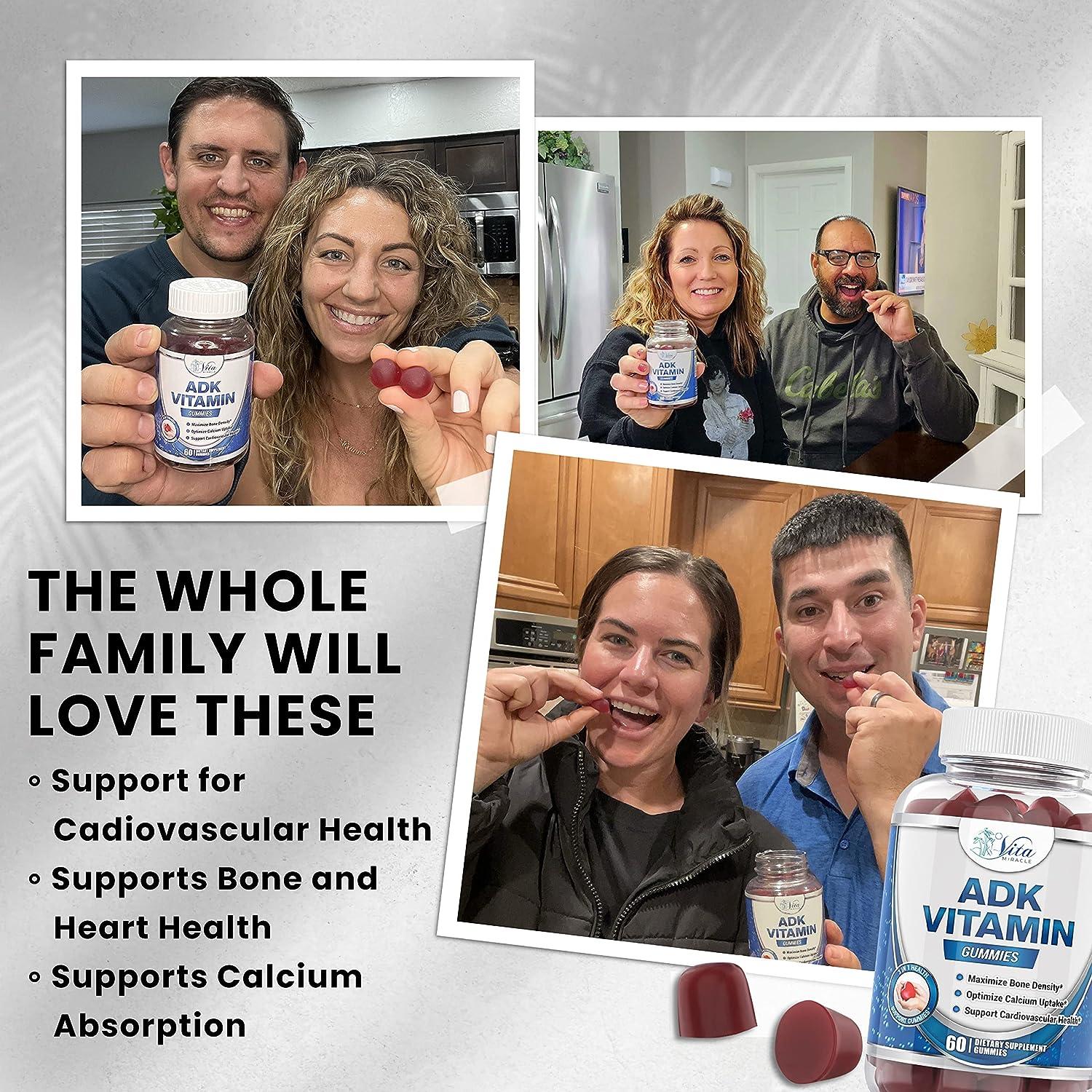 ADK Vitamin Supplement Gummies with 5000 IU D, 3000 IU A, 500mcg K ...