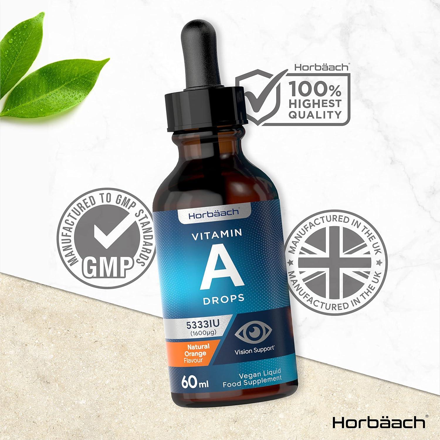 Vitamin A Drops 5333 IU | 60ml Vegan Liquid | High Strength Retinol ...