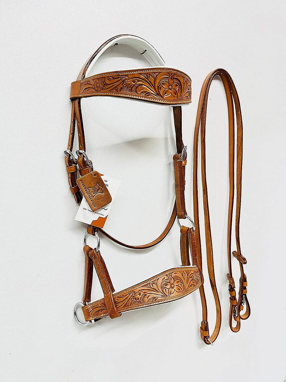 AMAZING HORSE STUFF Sidepull Bitless Bridle with Hand Carved Designer ...